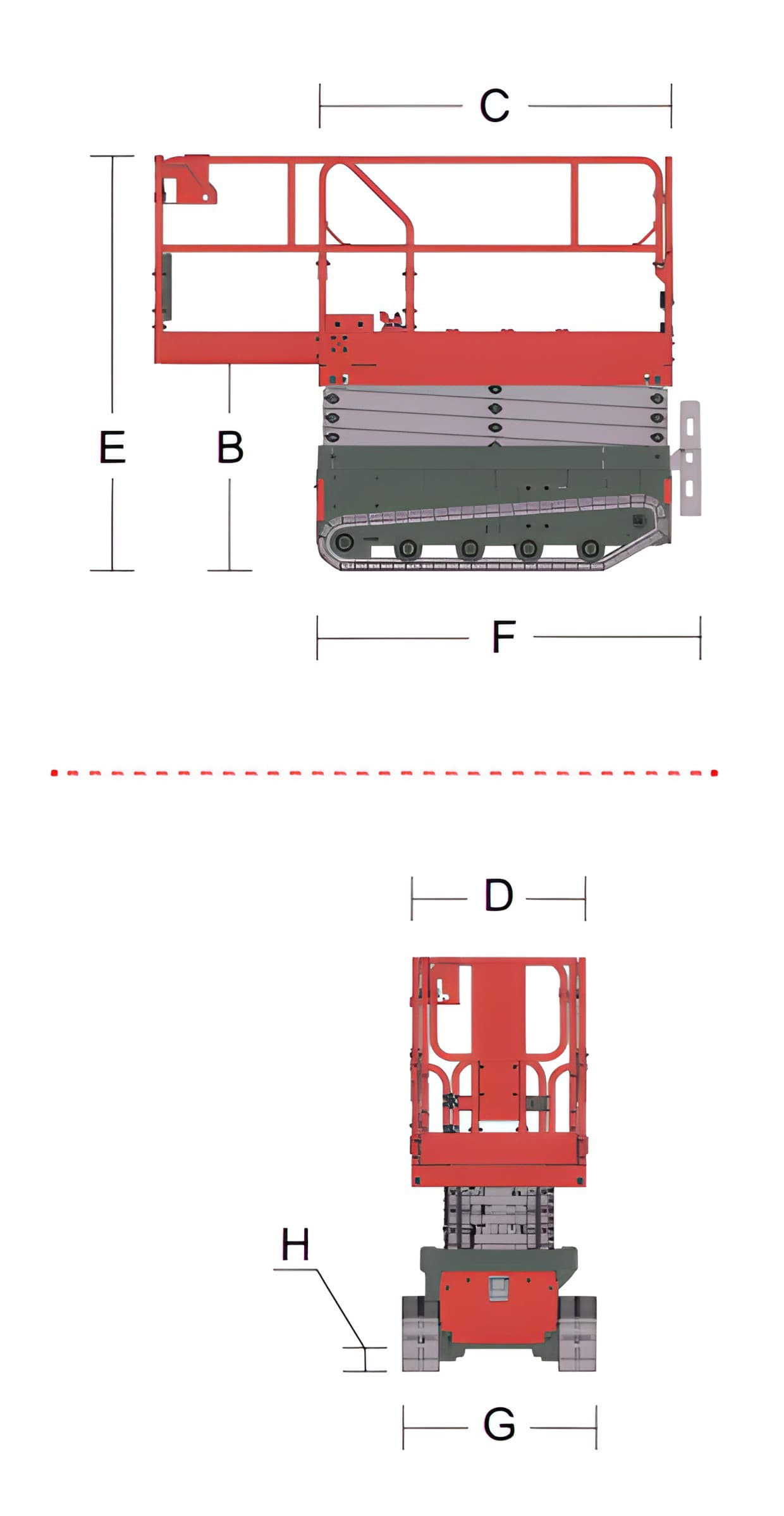 G-SJYZ0.5-6 6m Steel Track Scissor Lift With Outriggers – Gradin